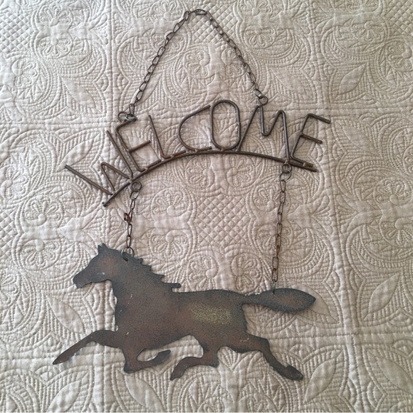 Other | Vintage Metal Welcome Sign 1 X 17 Featuring An Galloping Horse ...